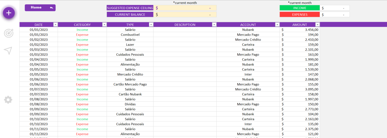 Income and Expense Tracker Spreadsheet - Exsheets